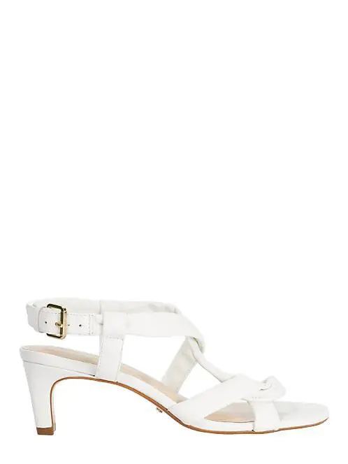 DUNE Leather Heeled Sandals - White Leather