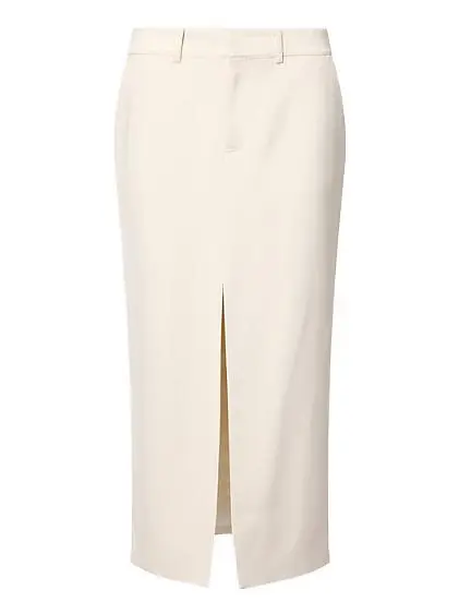 THE FRANKIE SHOP Woven Pencil Midi Skirt - Off White