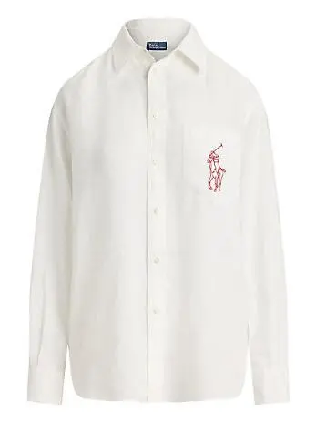 Polo Ralph Lauren Logo-embroidered Relaxed-fit Linen Shirt - Classic Oxford White