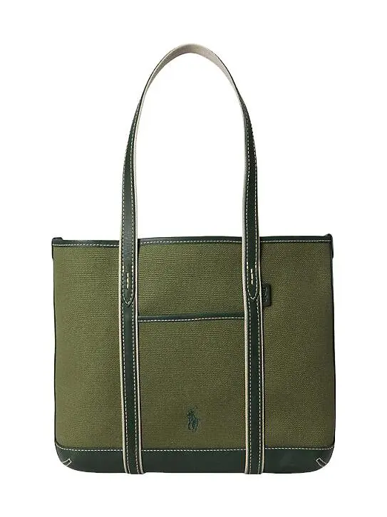Polo Ralph Lauren Logo-embroidered Canvas Tote Bag - Light Sage/olive