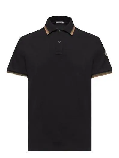 Moncler Trim Detail Short Sleeve Polo Shirt - Black