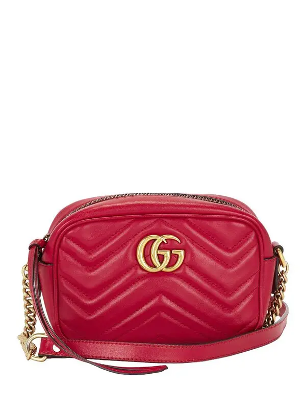 Gucci Mini Gg Marmont Shoulder Bag - Hibiscus Red