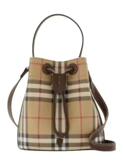 Burberry Mini Check Bucket Bag - Beige/brown