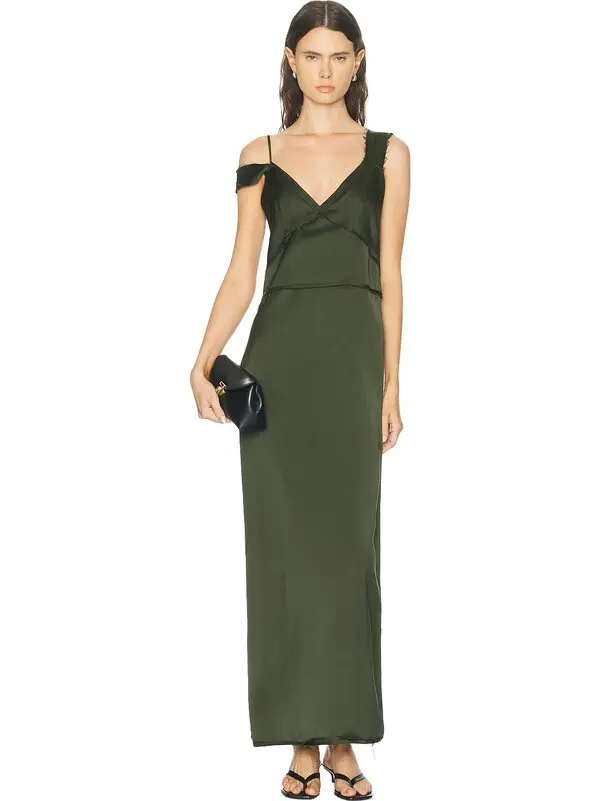 TOTEME V Neck Slip Dress - Bottle Green