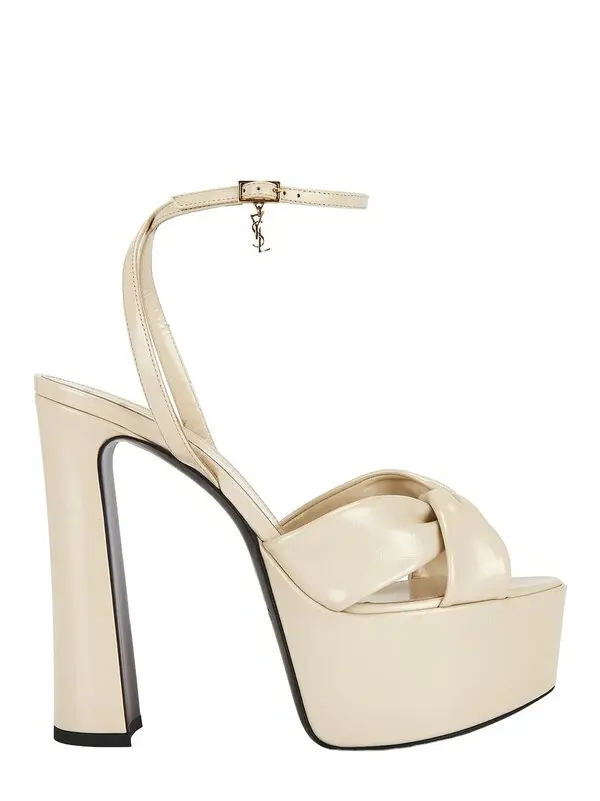 Saint Laurent Franciane Platform Sandal - Light Marble White