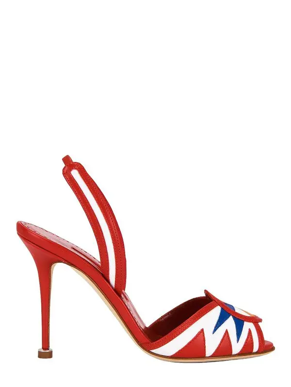 Manolo Blahnik Ucia 105 Sandal - Red  White  & Blue