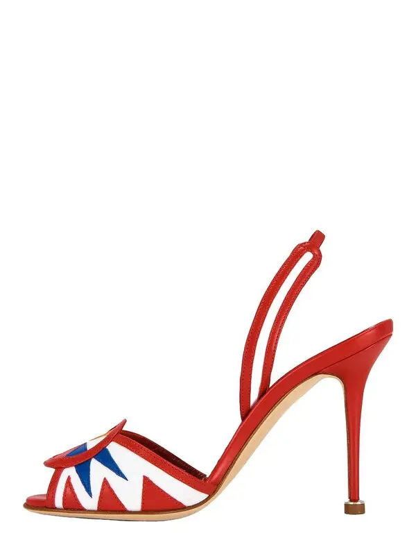 Manolo Blahnik Ucia 105 Sandal - Red, White, & Blue