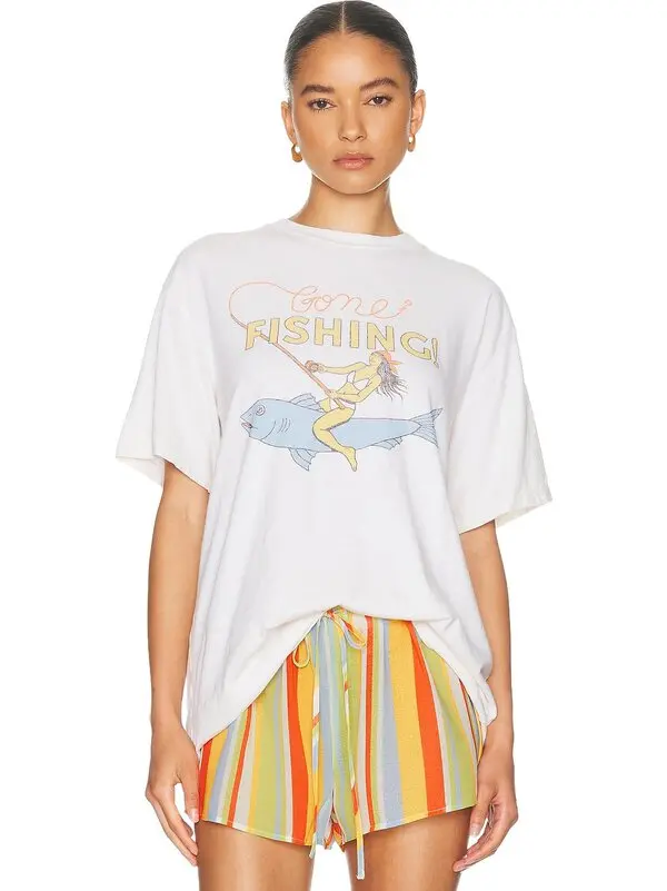 RE/DONE Boyfriend Tee Fishing - Vintage White
