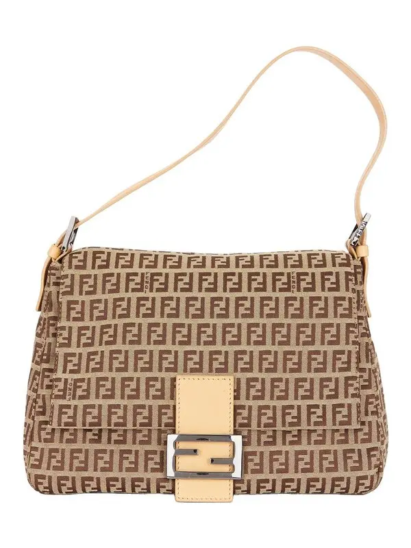 Fendi Zucchino Mama Baguette Shoulder Bag - Beige