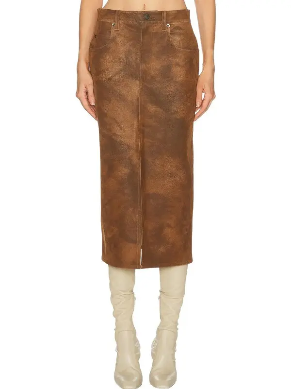 Isabel Marant Bisane Leather Skirt - Brown