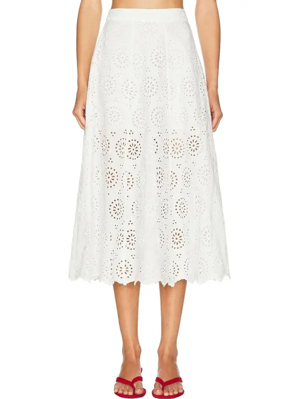 FRAME The Deco Eyelet Skirt - White