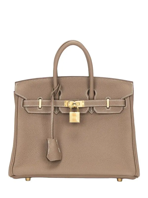 Hermès Taurillon Clemence Birkin 25 Handbag - Etoupe