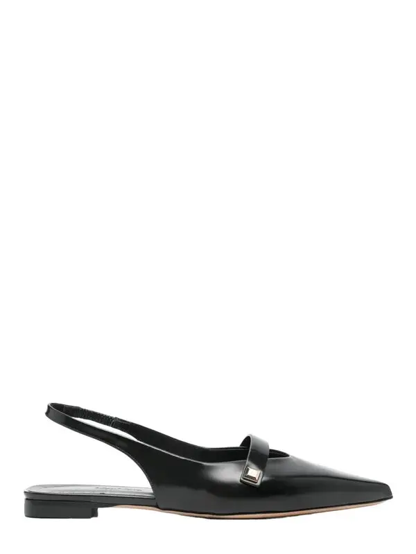 Max Mara Logo-plaque Leather Ballerinas - Black