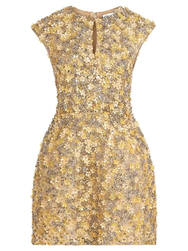 Oscar De La Renta Porcelain Flower Embroidered Dress - One-color