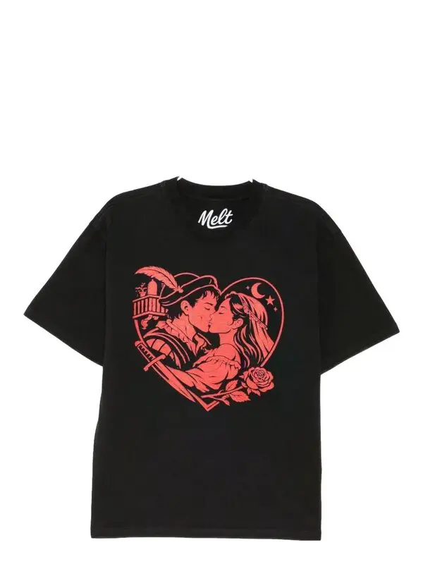 MELT Graphic-print Round Neck T-shirt - Black