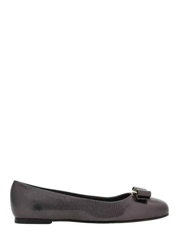 FERRAGAMO Varina Bow-detail Leather Ballerinas - Black