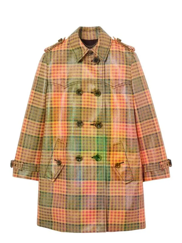 Burberry Short Check Coated Raffia-effect Summerside Trench Coat - Orange
