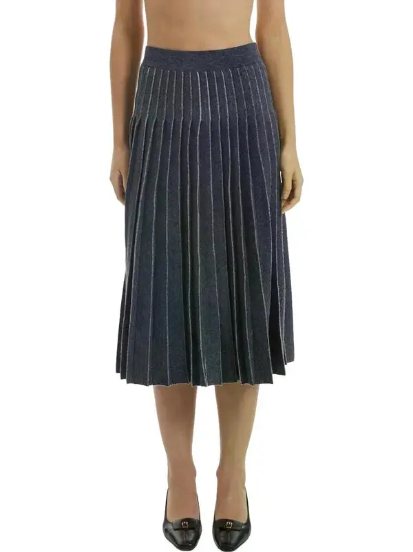CRUSH COLLECTION Pleated Mid Skirt - Blue