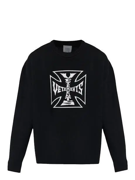 Vetements Double Biker Cross Logo Sweater - Black