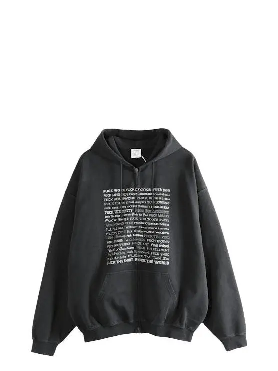 Vetements Zip-up Hoodie - Washed/out Black