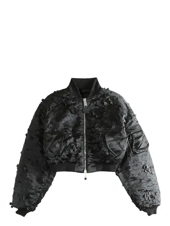 Cecilie Bahnsen Laser Cut Bomber Jacket - Black