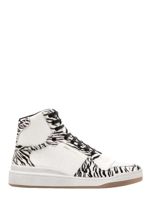 Saint Laurent Sl24 Mid High-top Sneakers - Blanc Et Noir