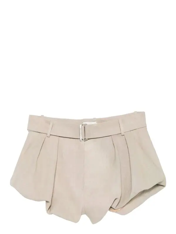 Magda Butrym Pleated Belted Shorts - Neutrals