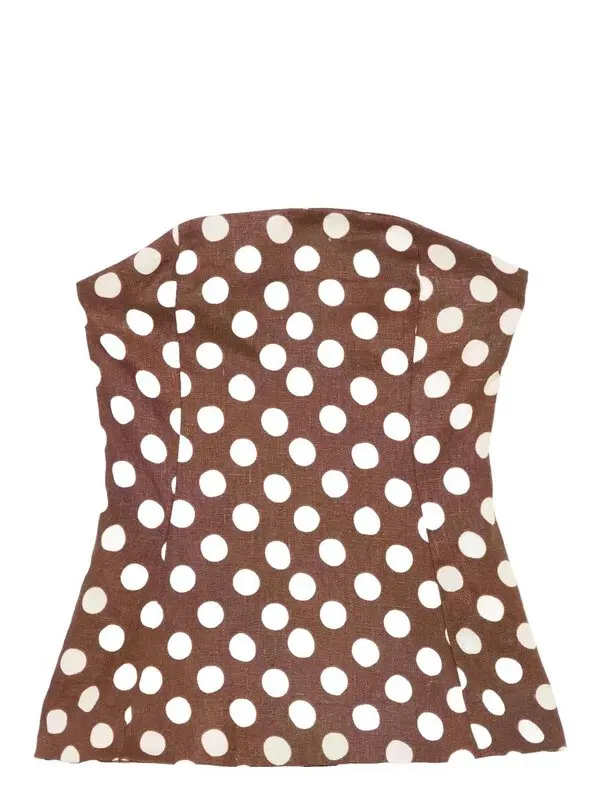 Faithfull The Brand Petro Polka-dot Bandeau Top - Brown