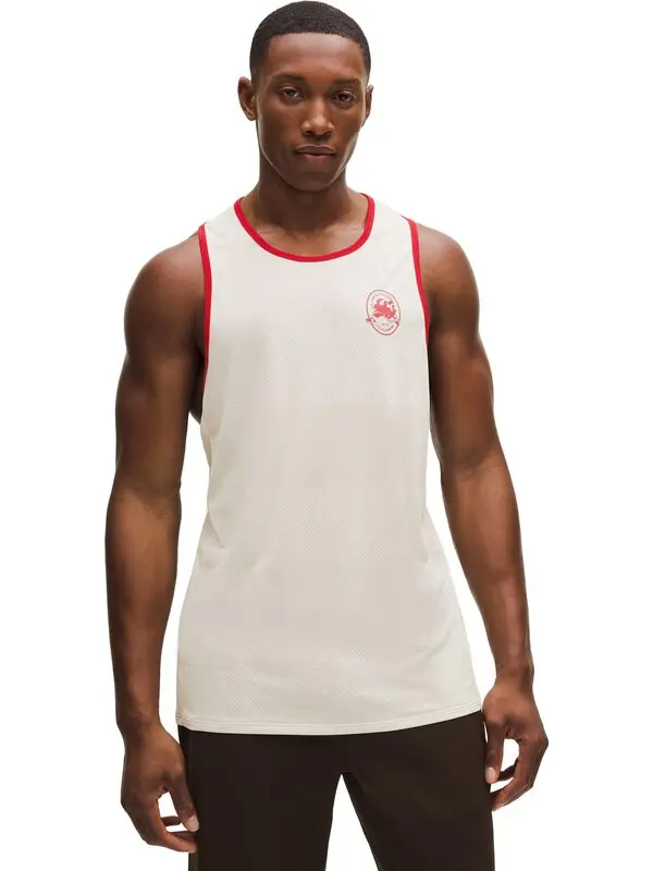 Lululemon Fast And Free Perforated Stripe Tank - Light Ivory