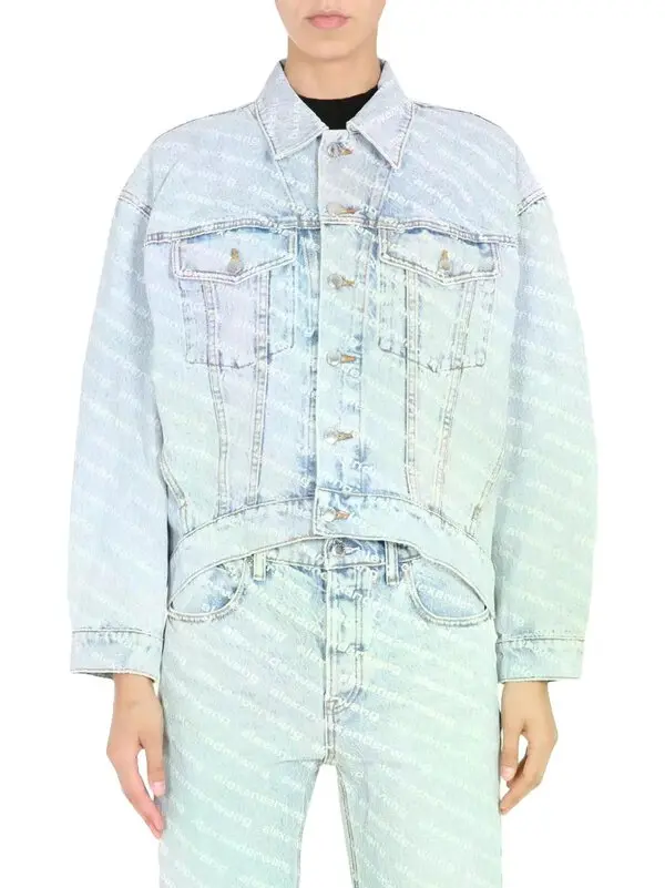 Alexander Wang Logo-print Denim Jacket - Blue