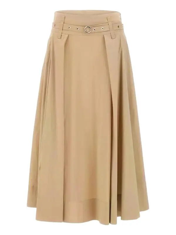 Liu Jo Cotton-blend Poplin Skirt With Belt - Neutrals
