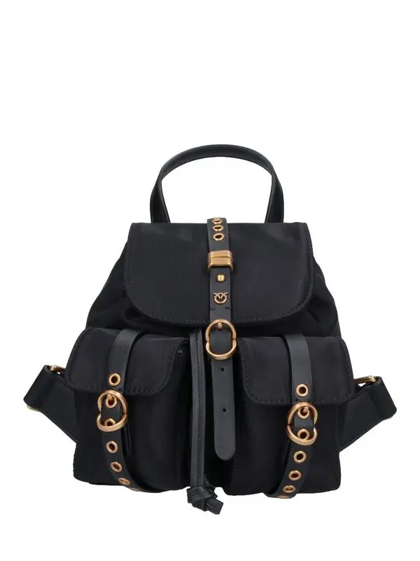 Pinko Studded Leather Backpack - Black