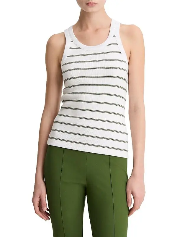 Vince Stripe Scoop Neck Tank Top - Herb Combo