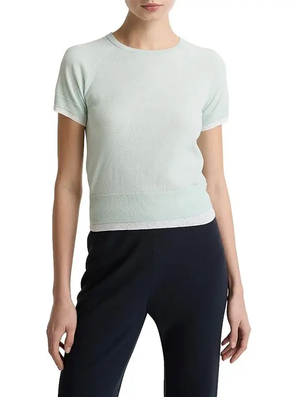 Vince Double Layer Knit Top - Aqua Stone