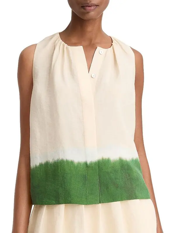 Vince Dip Dye Sleeveless A-line Top - Porcelain/herba