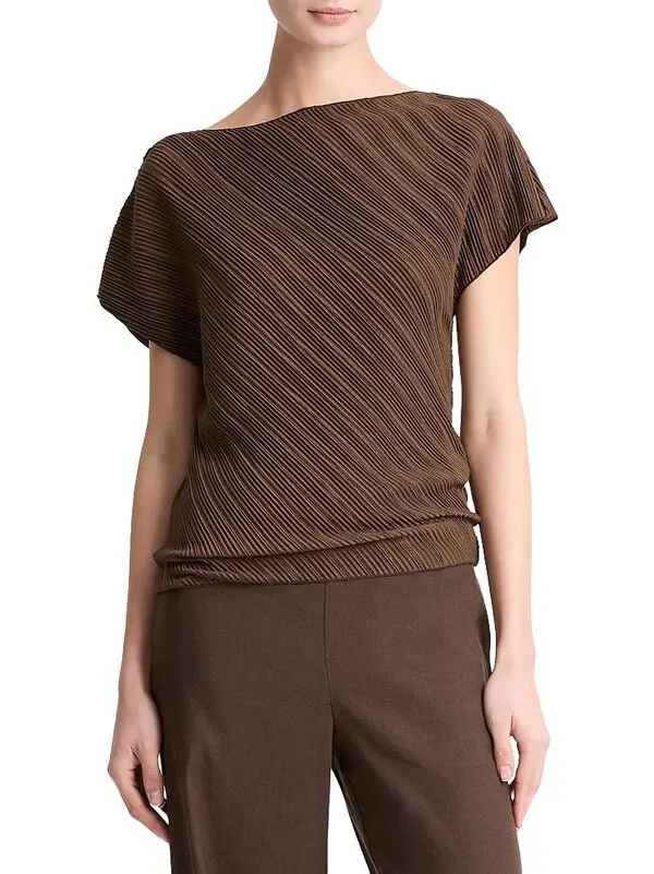 Vince Directional Pleated Top - Clove