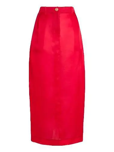 Khaite Maxi Silk Skirt - Red