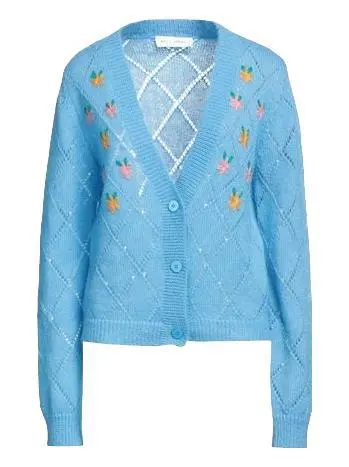 WEILI ZHENG Knitted Cardigan With Appliqués - Blue