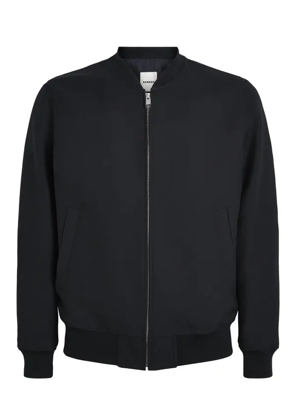 Sandro Wool-blend Bomber Jacket - Blue