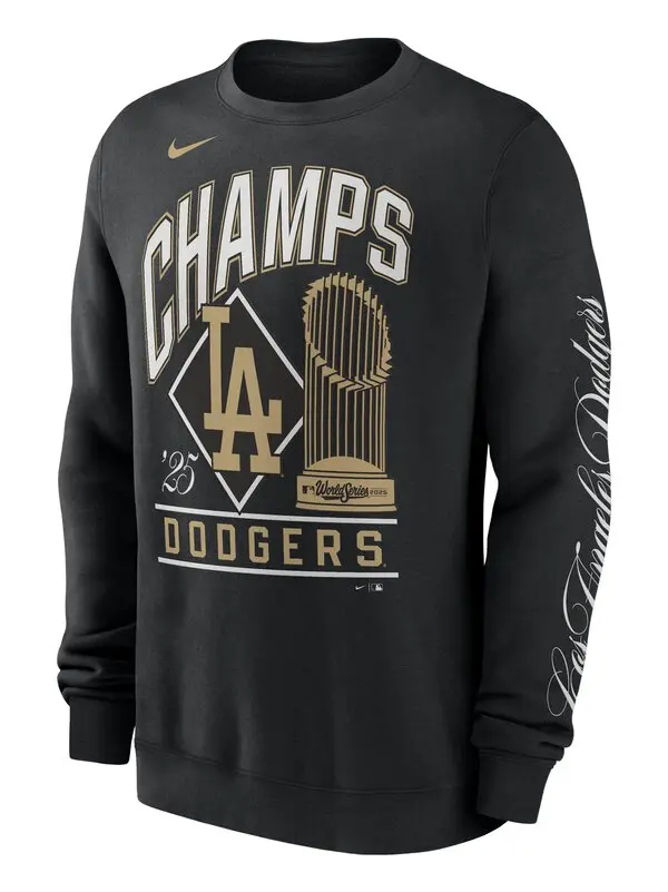 Nike Los Angeles Dodgers 2025 World Series Champion Mlb Pullover Crew - Black