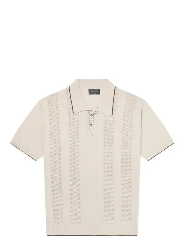 BEAMS Jacquard-knit Polo Shirt - Neutrals