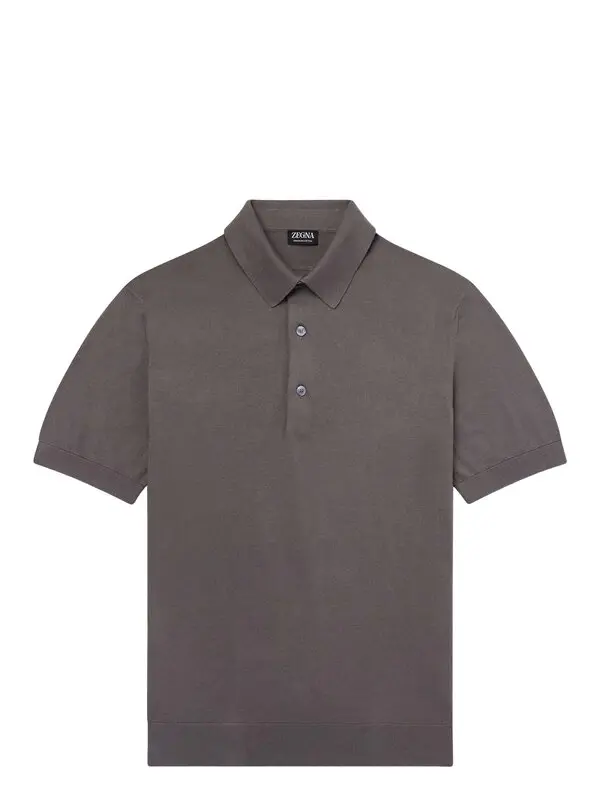 Zegna Slim-fit Cotton Polo Shirt - Taupe