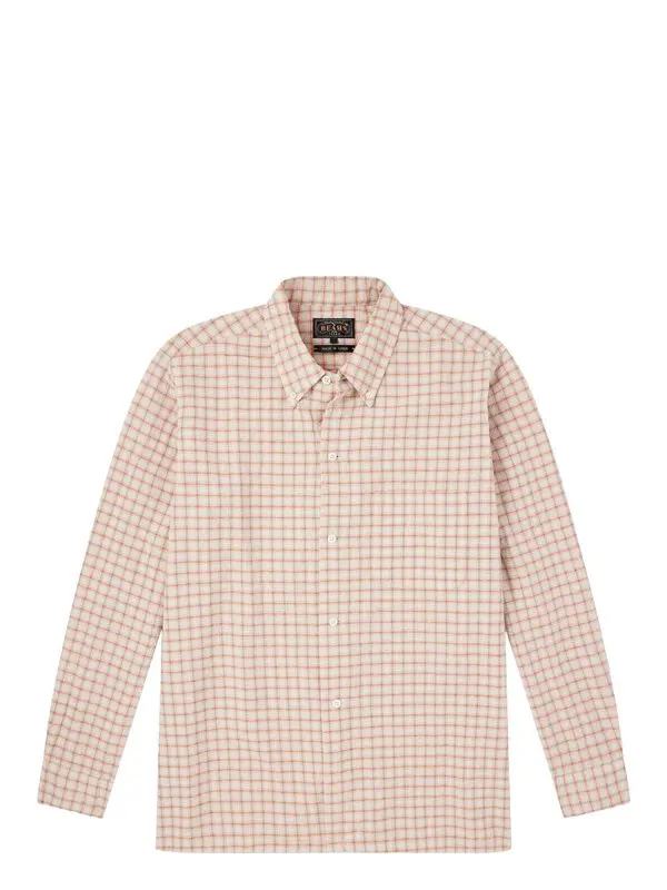 BEAMS Button-down Seersucker Checked Cotton And Linen-blend Shirt - Red