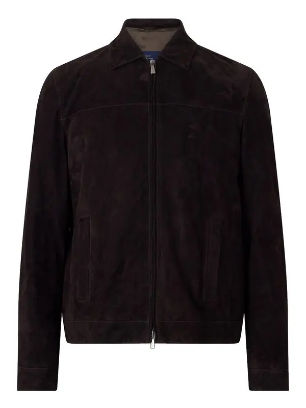 Thom Sweeney Suede Bomber Jacket - Brown