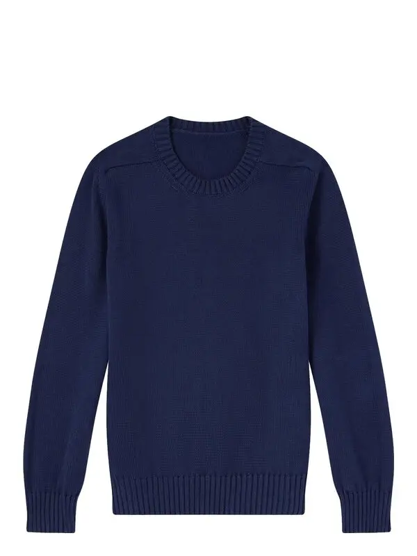 Anderson & Sheppard Crew Neck Cotton Sweater - Blue