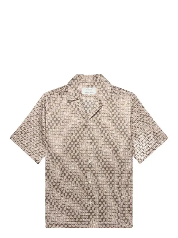 Frescobol Carioca Roberto Camp-collar Printed Silk-voile Shirt - Brown