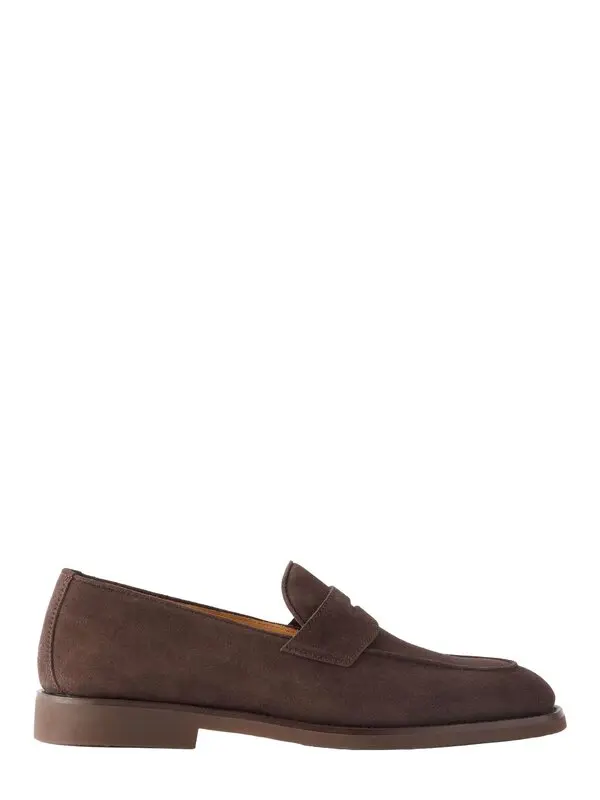 Brunello Cucinelli Suede Penny Loafers - Brown