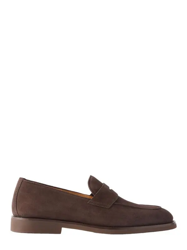 Brunello Cucinelli Suede Penny Loafers - Brown
