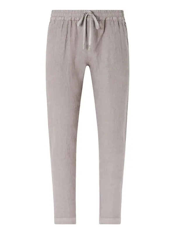 Thom Sweeney Straight-leg Linen Drawstring Trousers - Brown