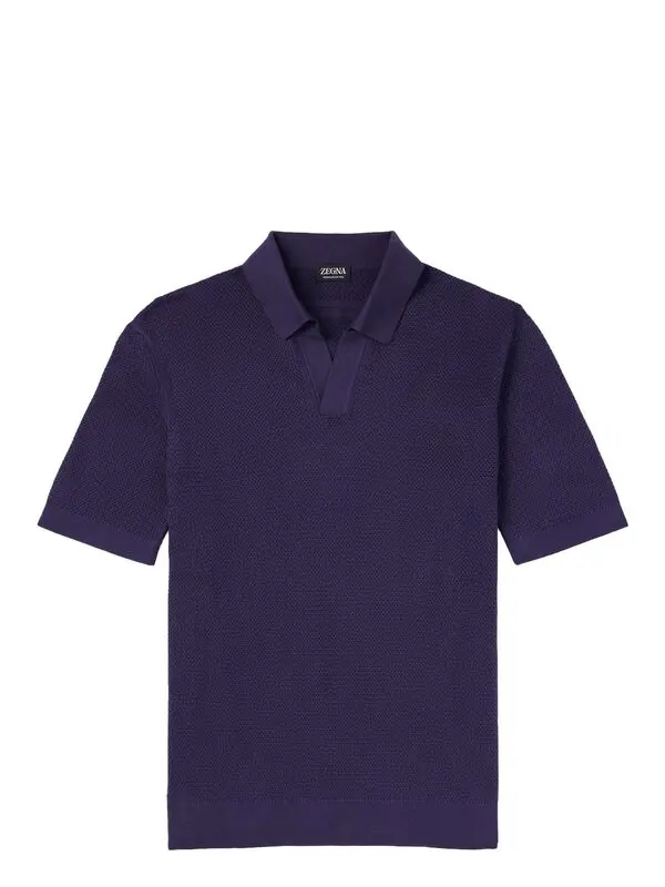 Zegna Slim-fit Cotton-piqué Polo Shirt - Blue